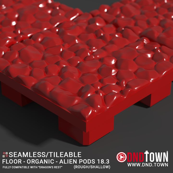 3D Printable 3D Modular Dungeon Tile: Floor - Organic - Alien Pods 18.3 (ROUGH/SHALLOW) - DnD ...